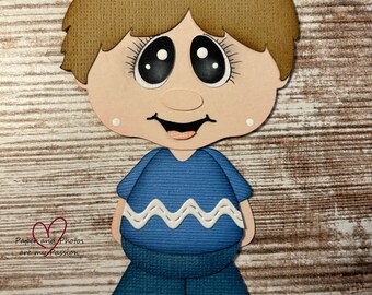 Fishing Boy Premade Paper Piecing for Scrapbooking, Cards, Cake Topper ...
