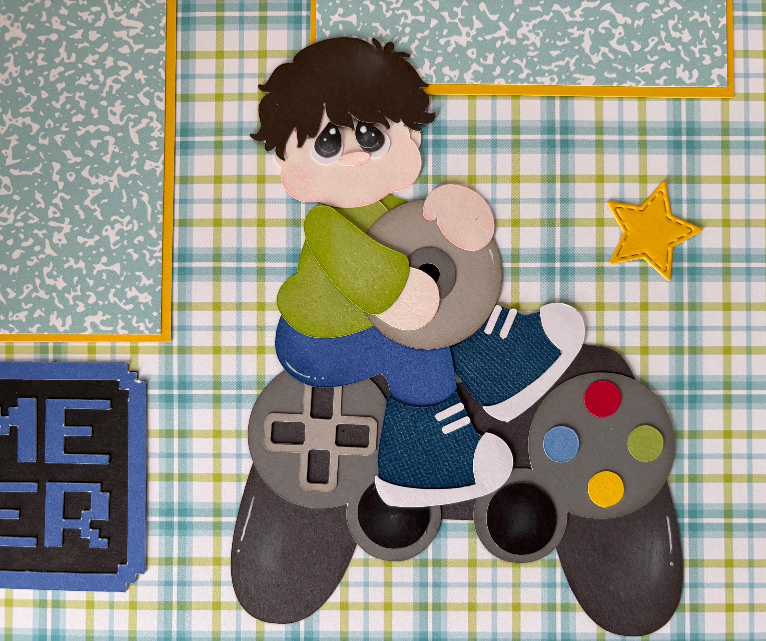 Serious Gamer Boy Scrapbook Page Kit With Premade Paper Piecings ...