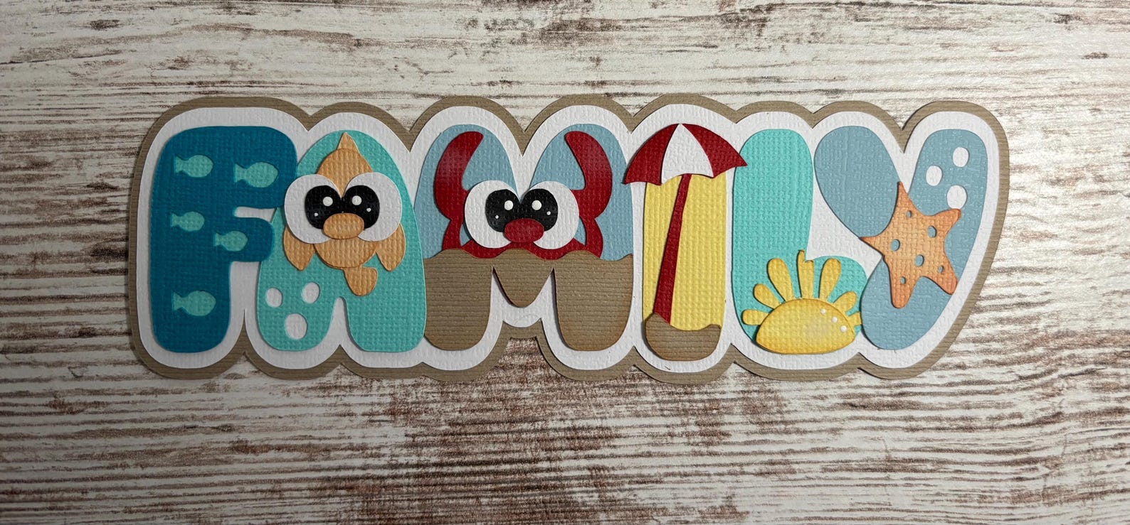 Family Beach Title for Scrapbooking Pages, Premade Layered Paper ...