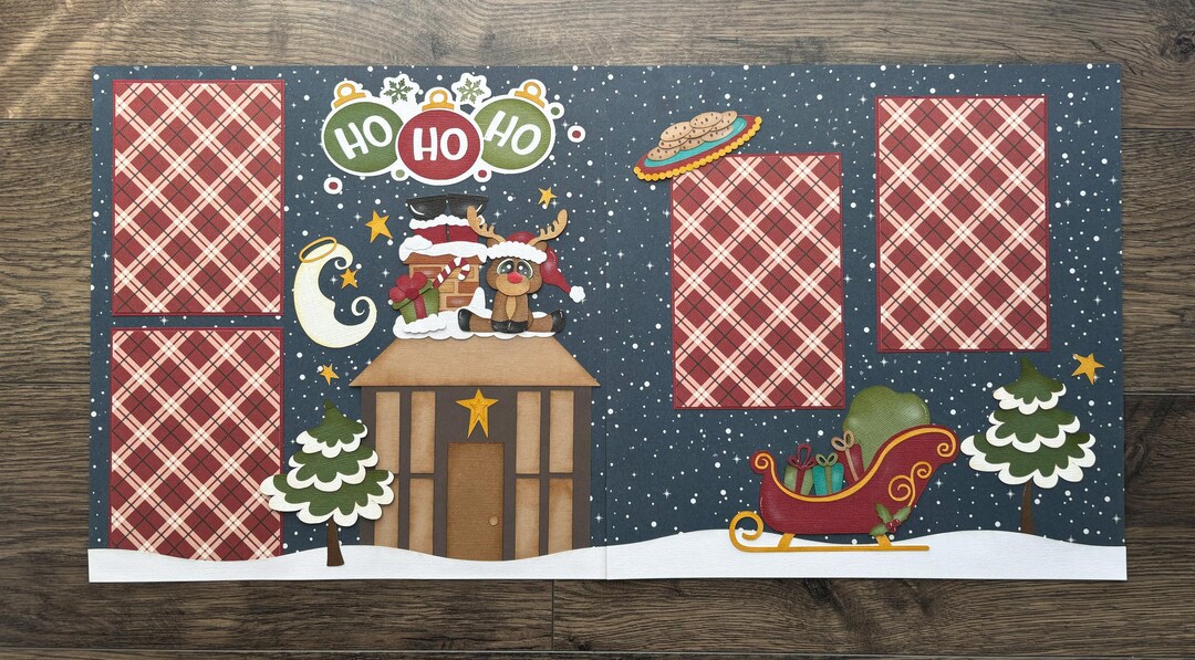 Ho Ho Ho Double Page Scrapbook Layout With Premade Paper Piecings ...