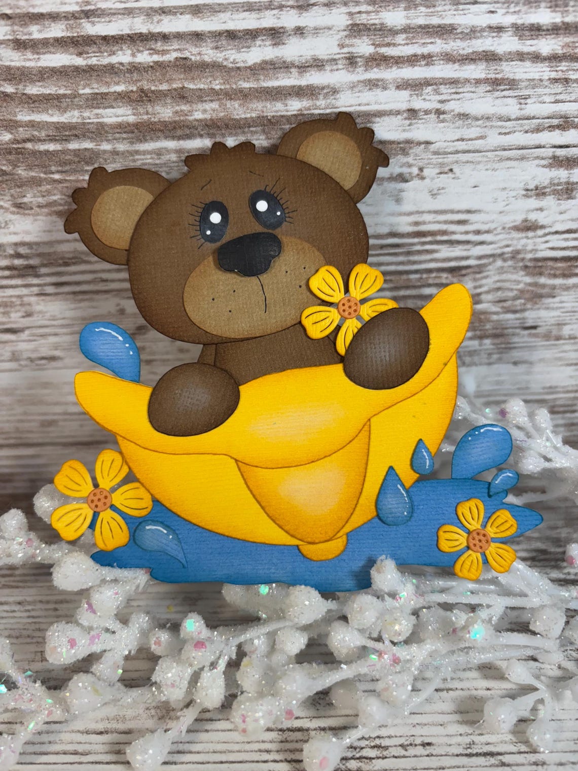 Rainy Day Bear Premade Layered Paper Piecing for Scrapbooking Pages ...