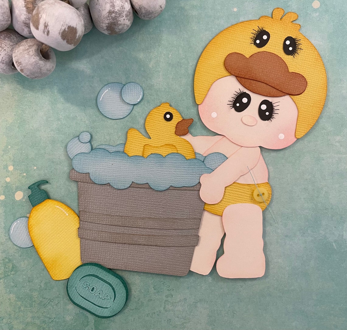 Wash Tub Duck Kid Premade Paper Piecing for Scrapbooking Pages. 340A - Etsy