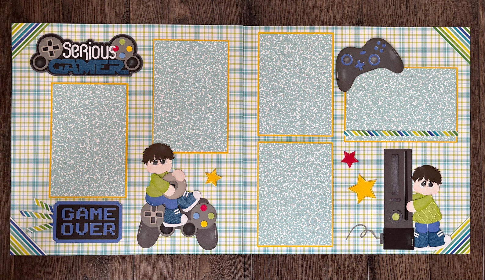 Serious Gamer Boy Scrapbook Page Kit With Premade Paper Piecings ...