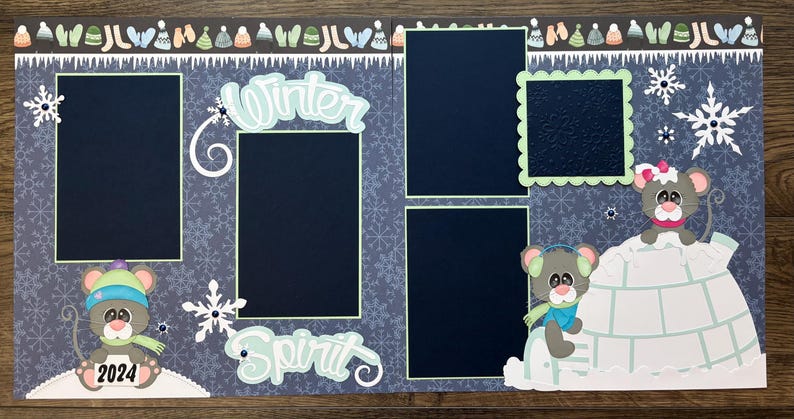 Winter Spirit Mice Double Scrapbook Page With Premade Paper Piecings ...