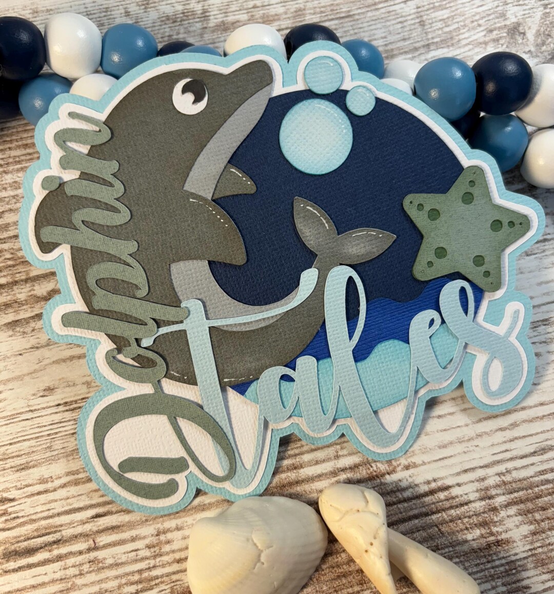 Dolphin Tales Title for Scrapbook Page Layouts, Premade Paper Piecing ...