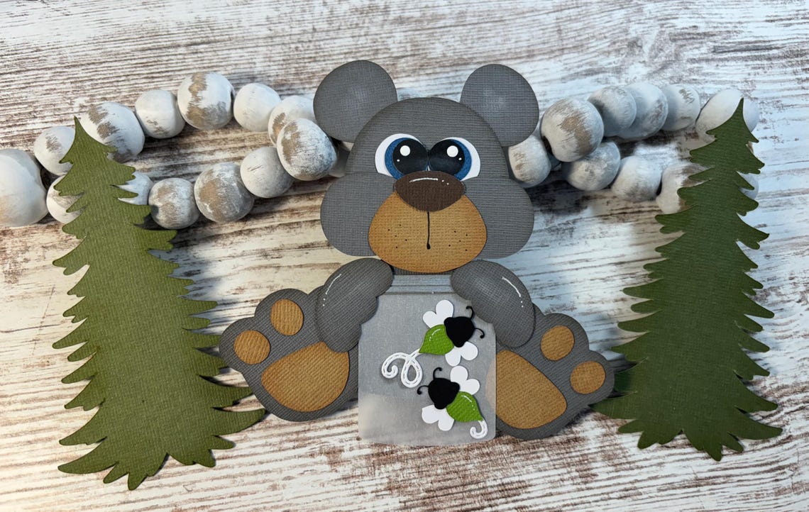 Bug Bear With Trees Premade Paper Piecing for Scrapbook Pages - Etsy