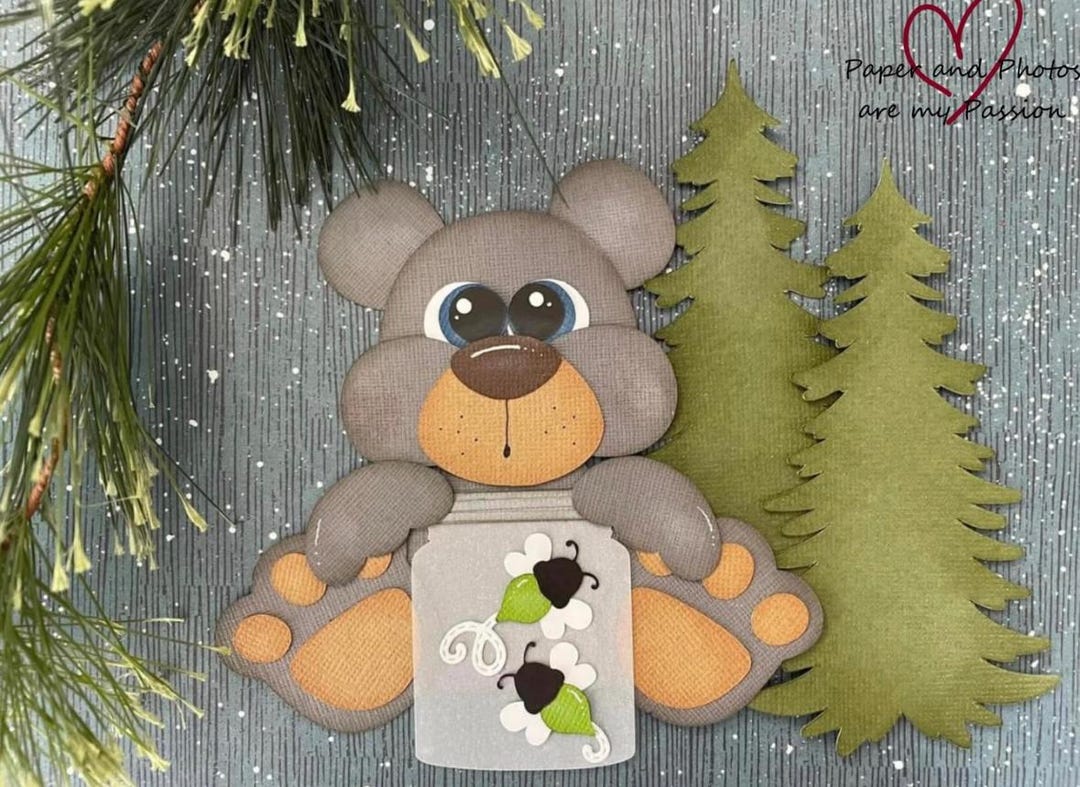Bug Bear With Trees Premade Paper Piecing for Scrapbook Pages - Etsy