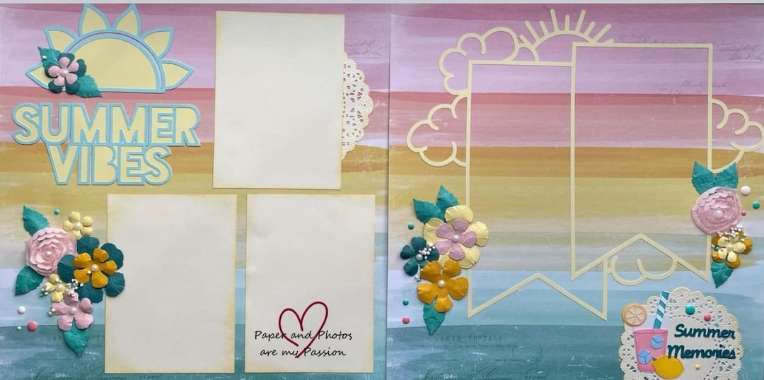 Summer Vibes Double Page Layout With Hand Crafted Flowers. 384A~P - Etsy