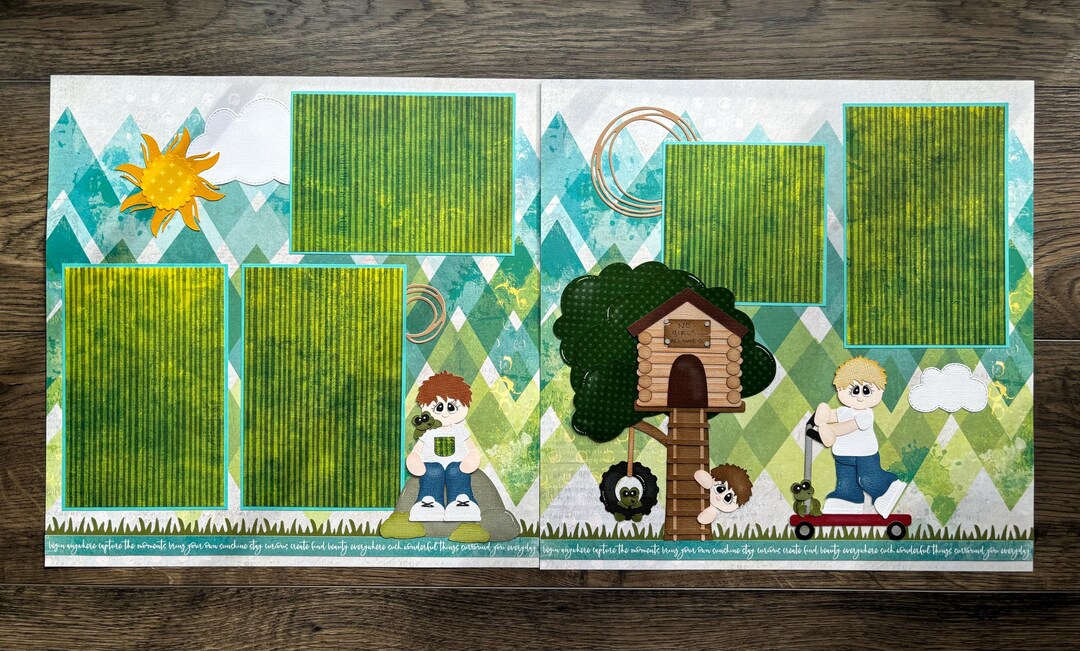Boys Only Double Page Scrapbooking Kit With Premade Paper Piecings ...