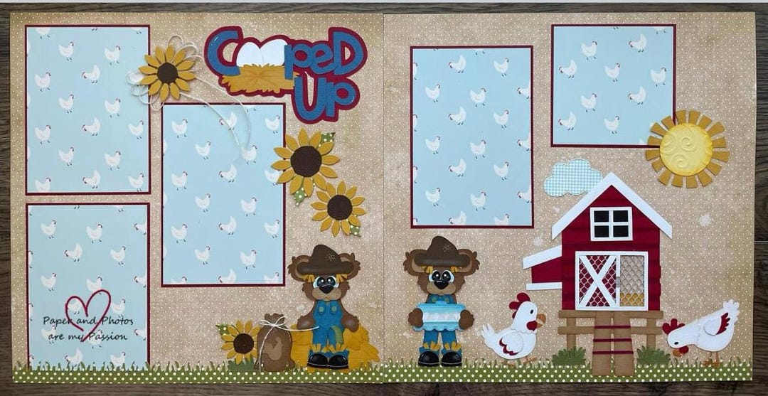 Cooped up Double Page Scrapbook Layout Handmade With Premade Paper ...