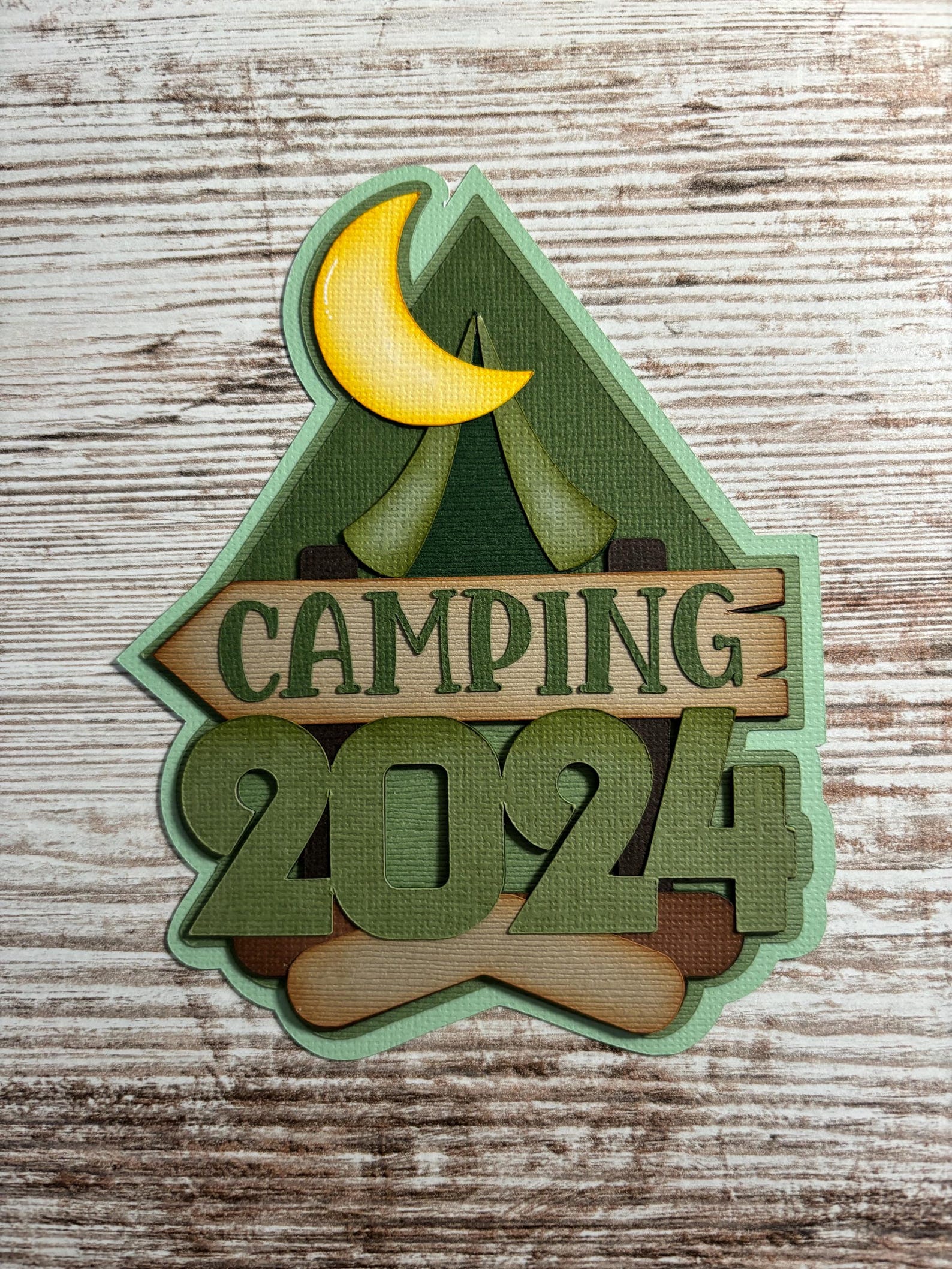 2024 Camping Title Premade Paper Piecing for Scrapbooking Pages, Shadow ...