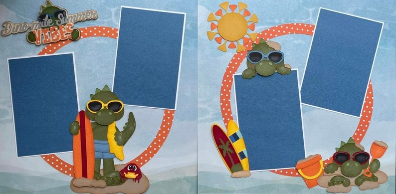 Dino-mite Summer Double Page Layout With Premade Paper Piecings. 6P - Etsy