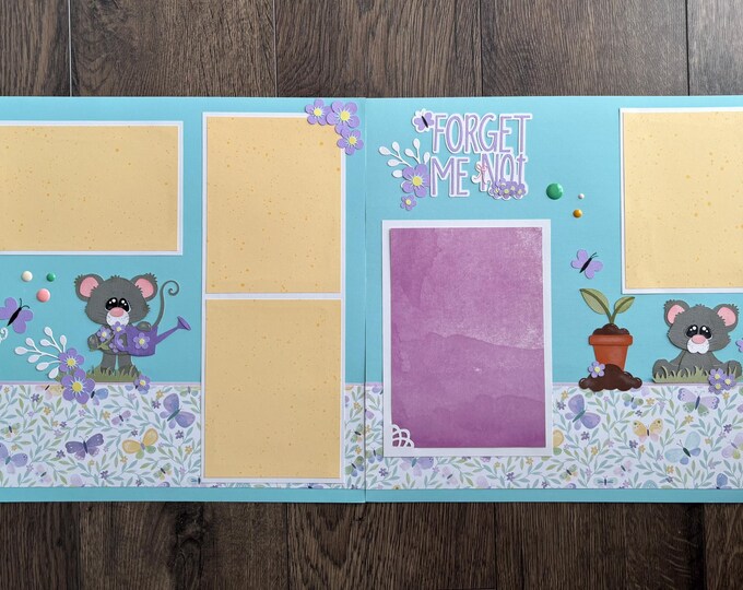 Forget Me Not Mice Double Page Layout , Finished, With Premade Paper ...