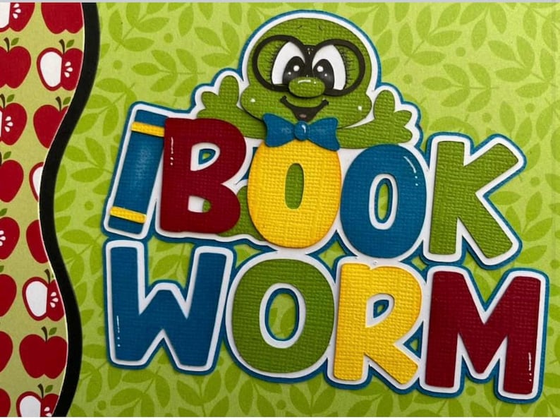 Bookworm Double Page Scrapbook Layout With Premade Paper Piecings. 387AP - Etsy