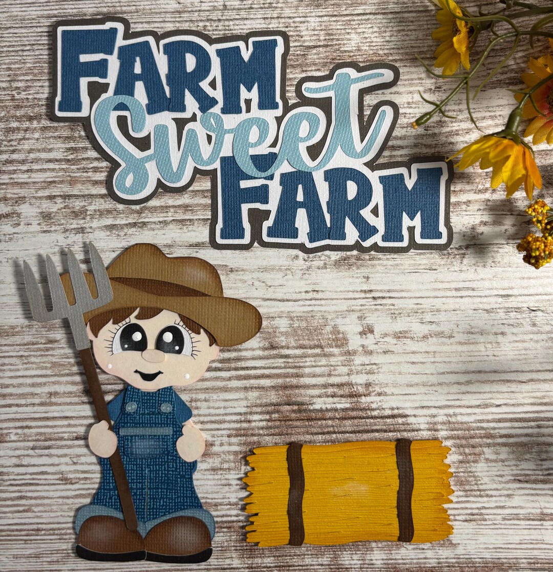 Boy Farm Set Premade Layered Paper Piecing for Scrapbook Pages, Cards ...