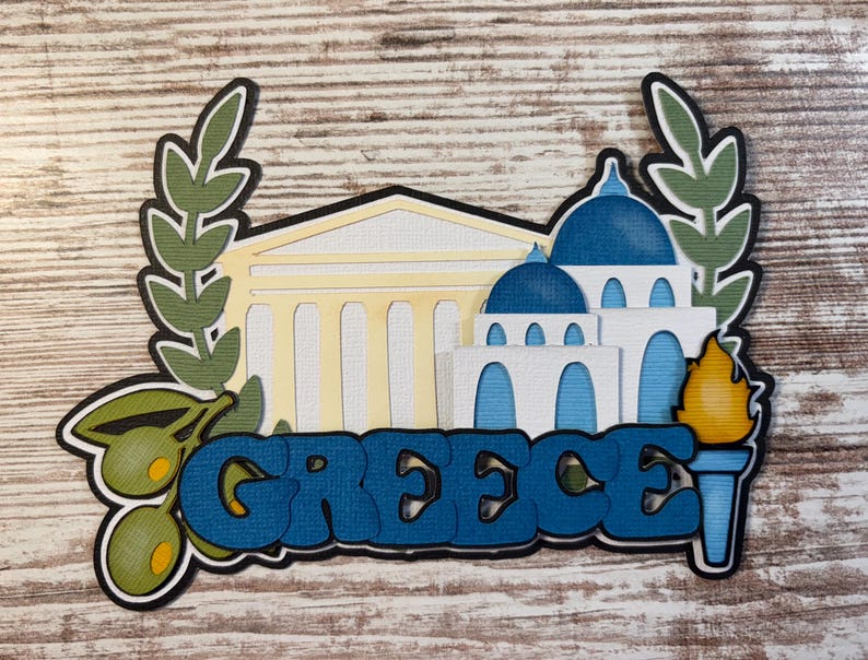 Layered Greece Title for Scrapbooking, Premade Paper Piecing. 579A - Etsy