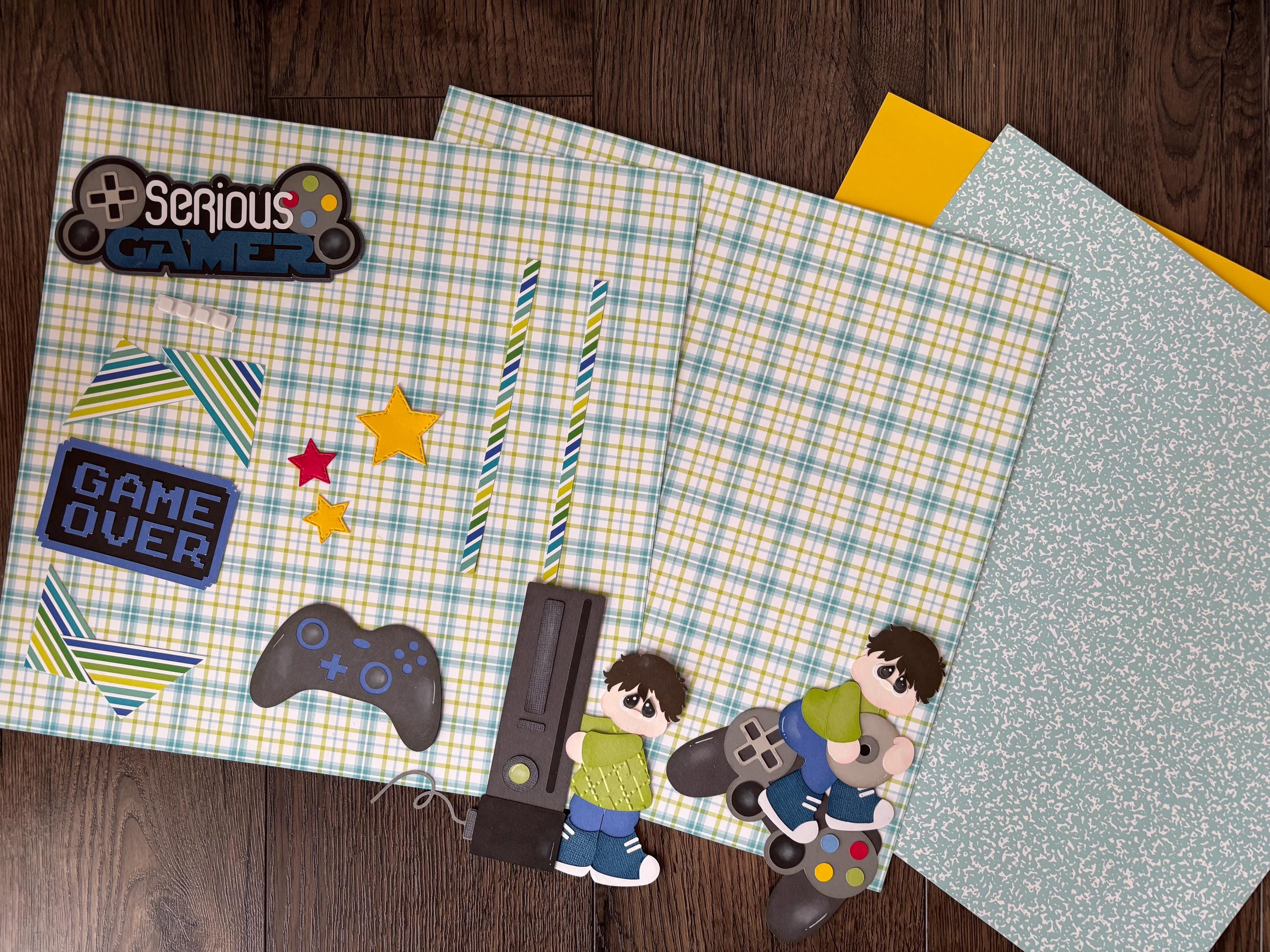 Serious Gamer Boy Scrapbook Page Kit With Premade Paper Piecings ...