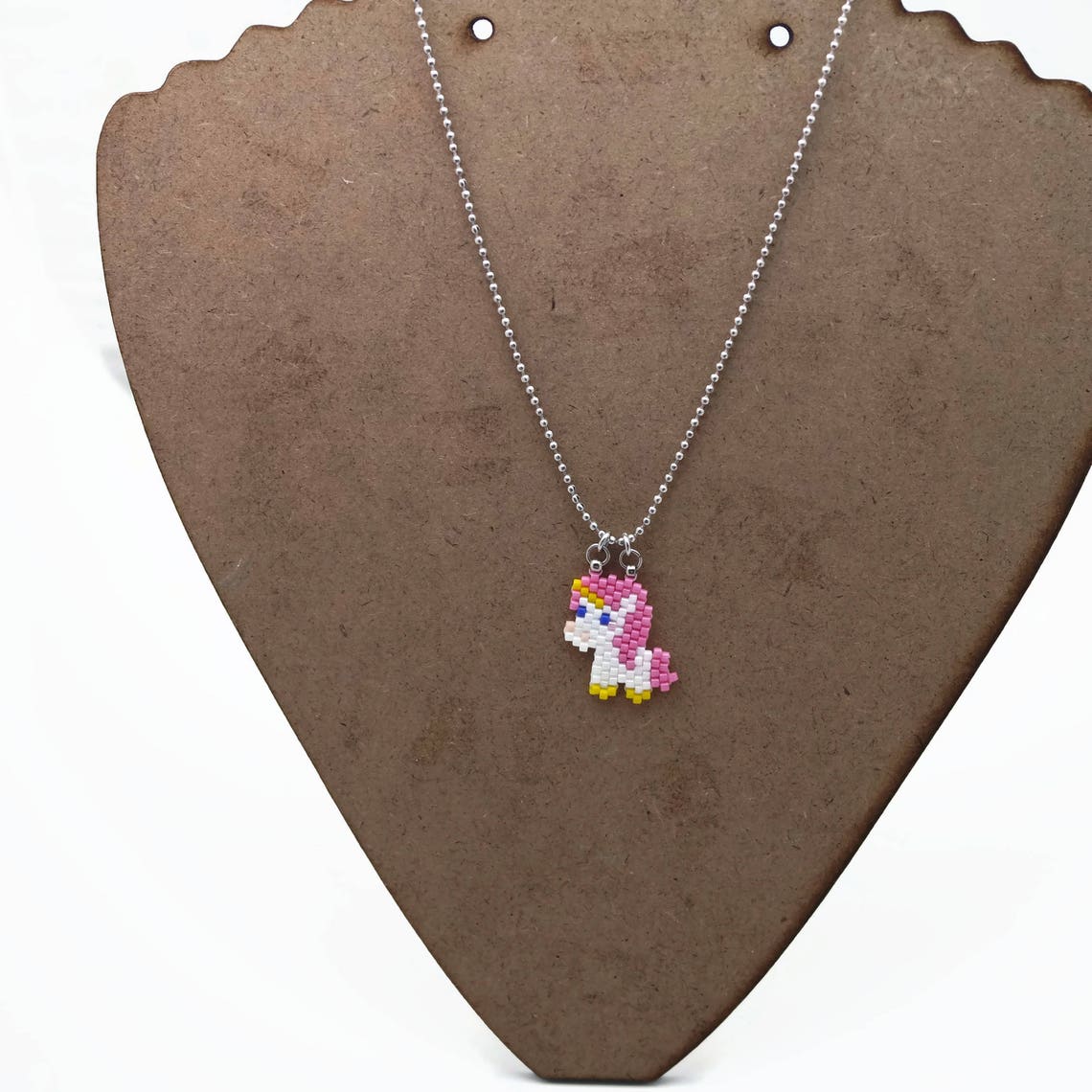 Unicorn Necklace, Beaded Colorful Unicorn Jewelry, Lightweight Beaded ...