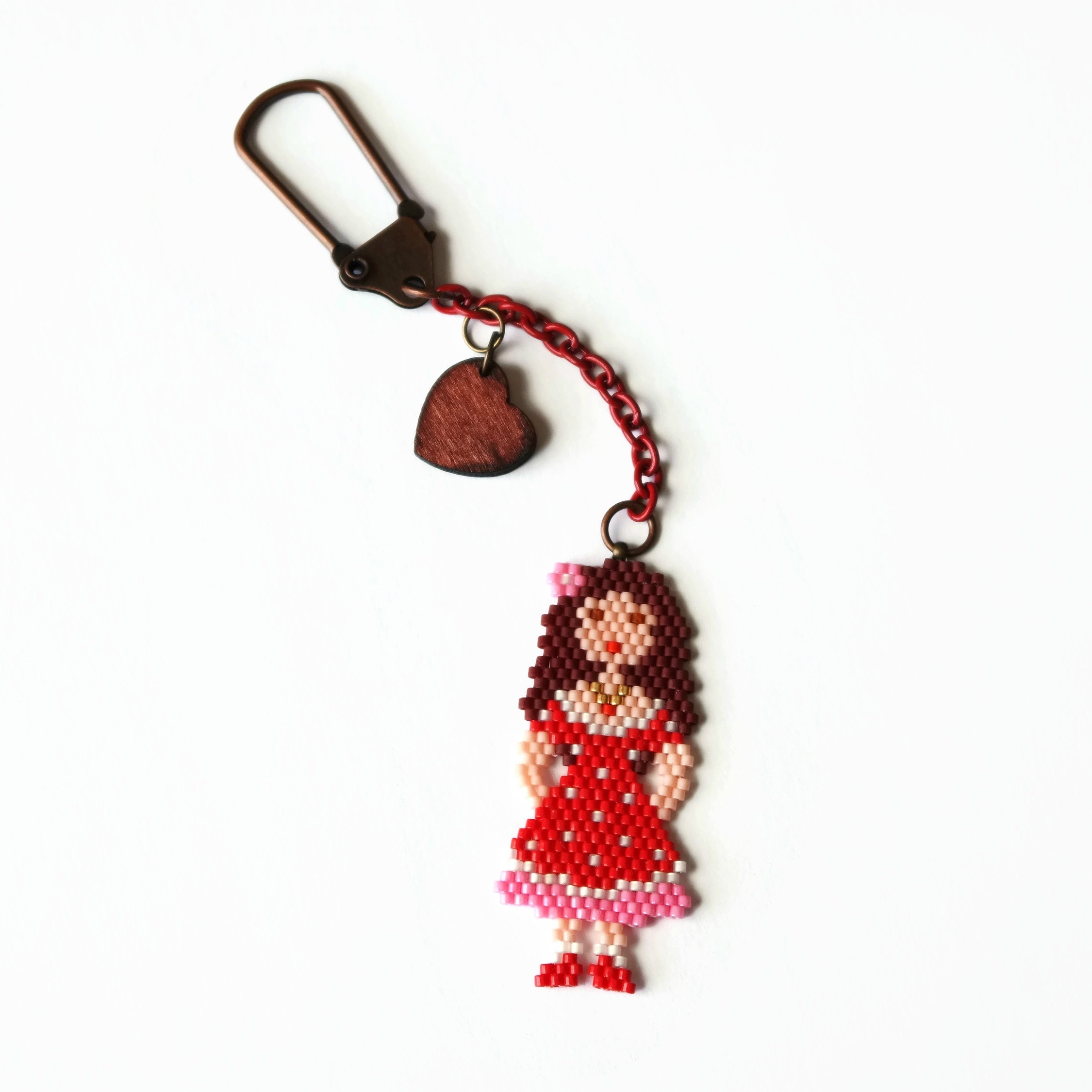 Artisan Doll Charm, Pink and Red, Clasp Included, One of A Kind ...