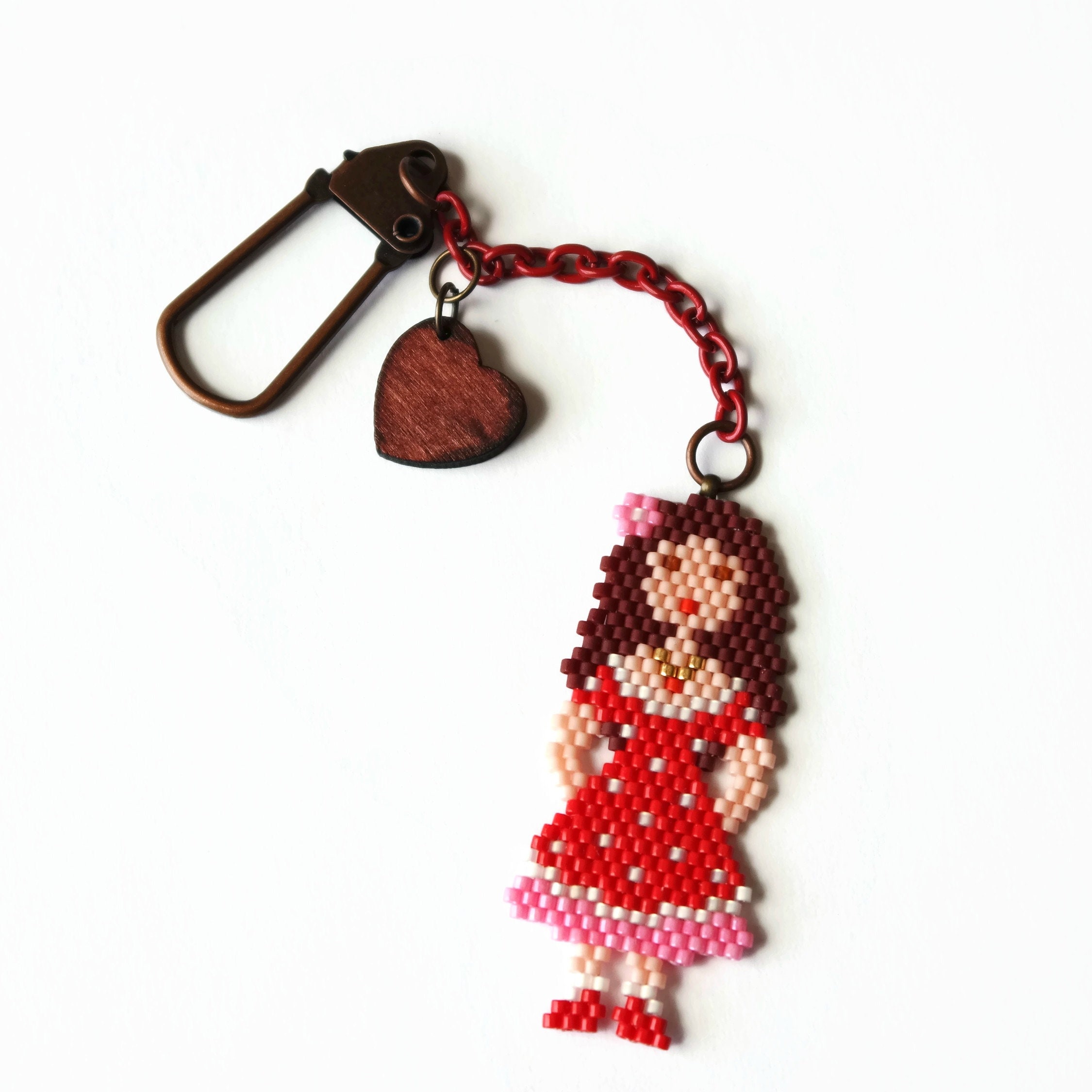 Artisan Doll Charm, Pink and Red, Clasp Included, One of A Kind ...