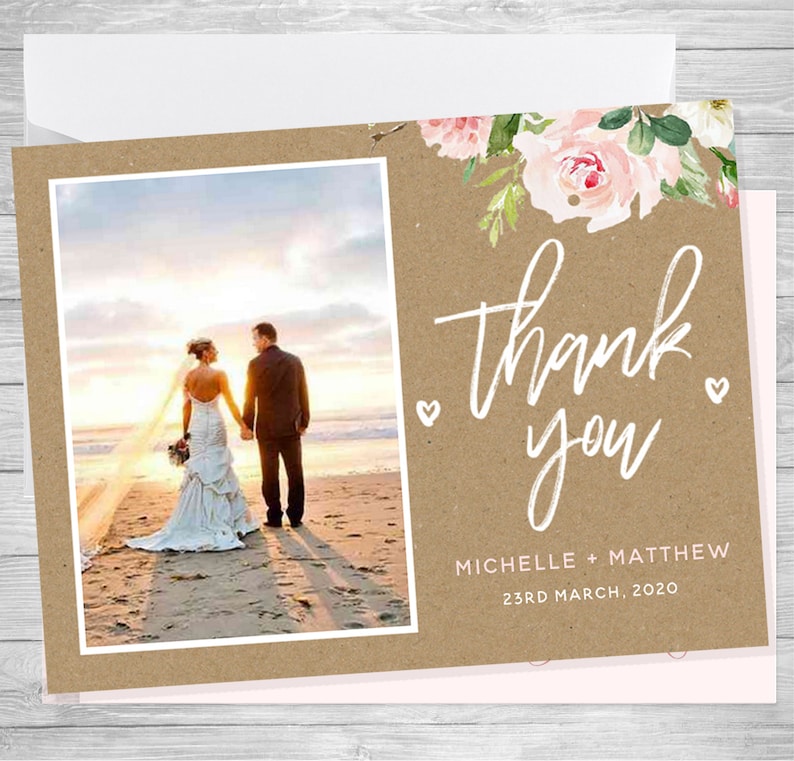 Wedding Thank You Cards with photo Wedding photo Thank you | Etsy