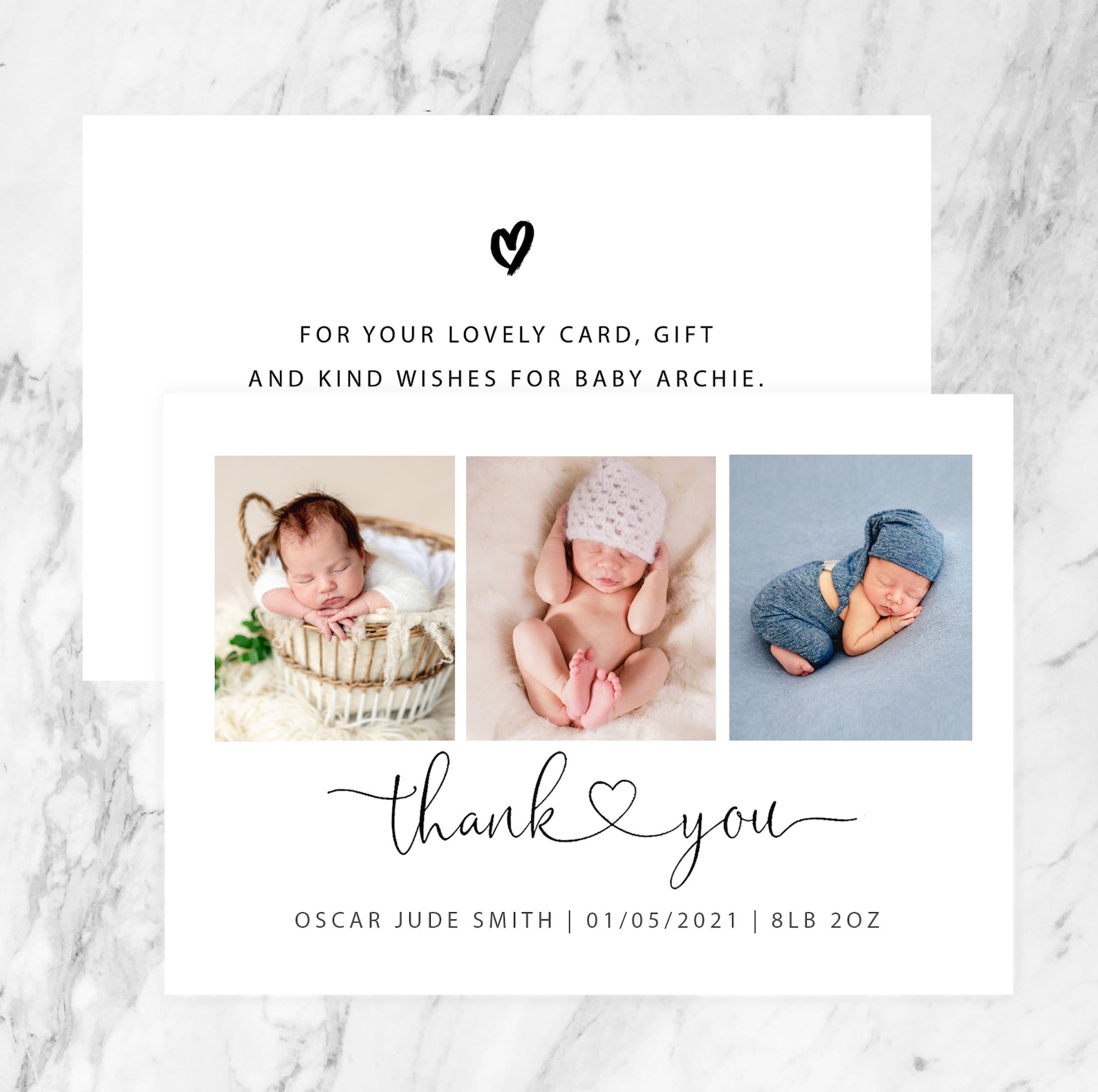 New Baby Thank You Cards Birth Announcement Cards Photo - Etsy