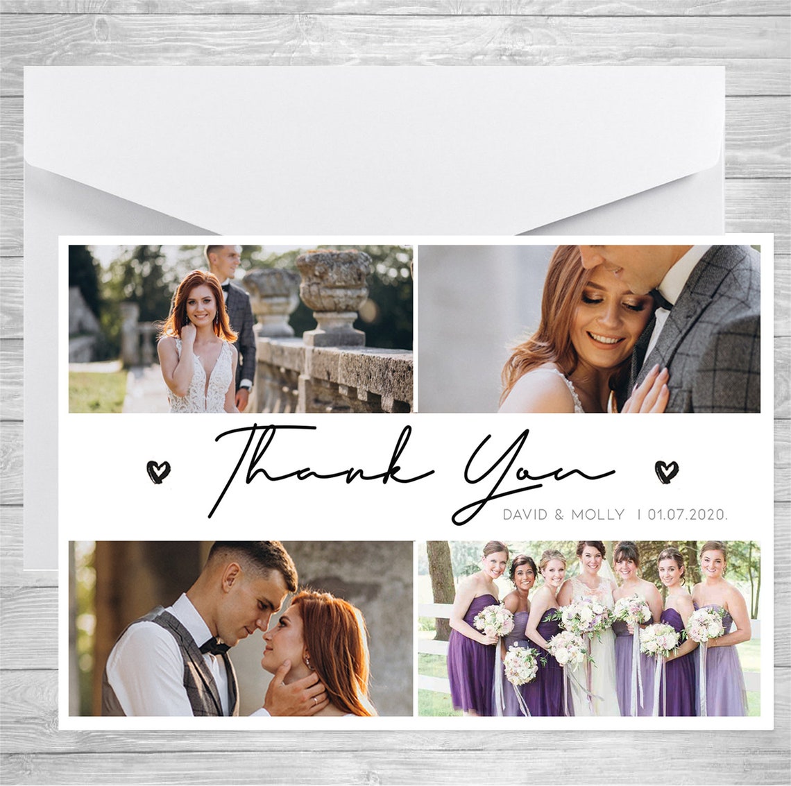 Wedding Thank You Cards with photo rustic thank You Notes | Etsy