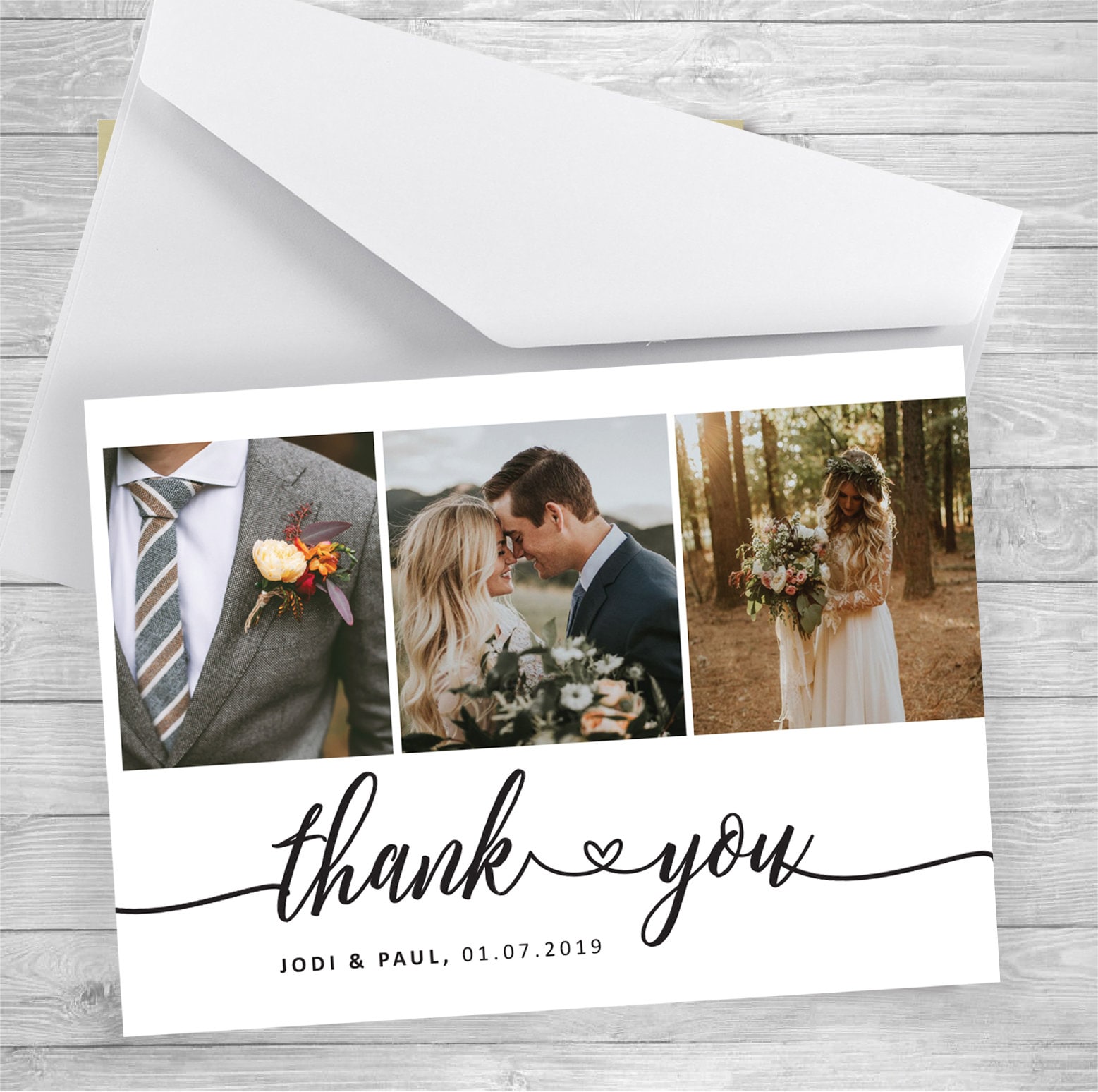 Wedding Thank You Cards with photo rustic thank You Notes | Etsy