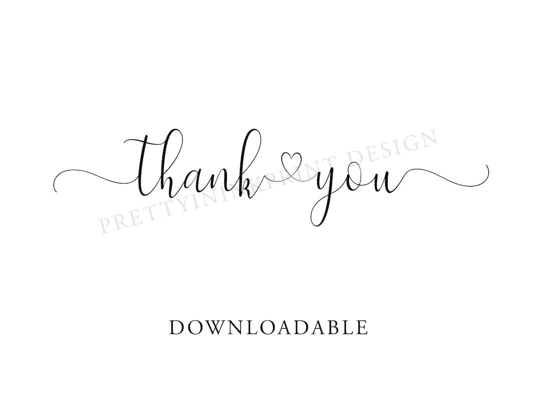 Heart Thank You Font Download, Thank You Heart Writing SVG and PNG - Etsy