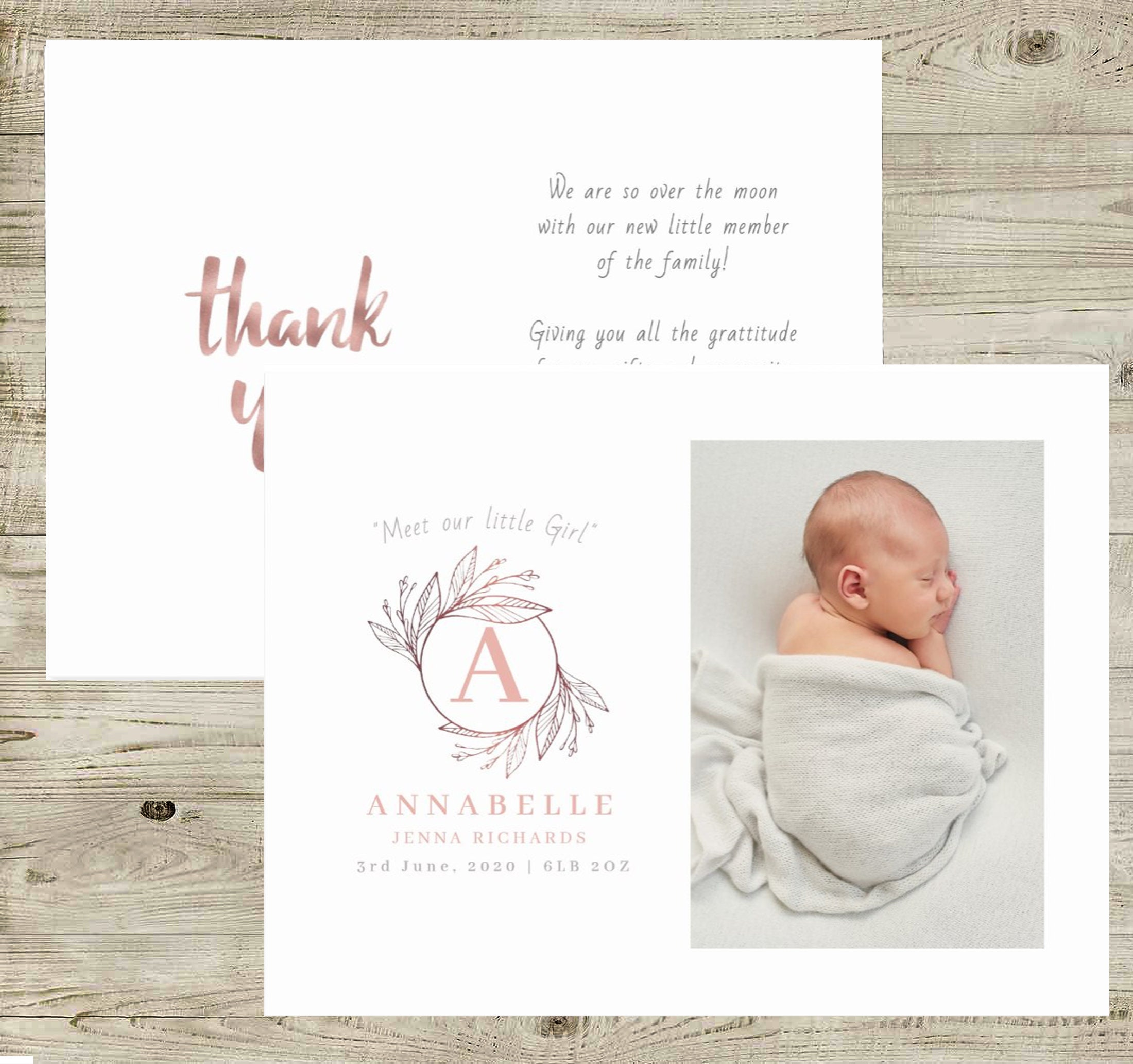 Baby Thank You Cards Photo Baby Girl Thank You Card - Etsy UK