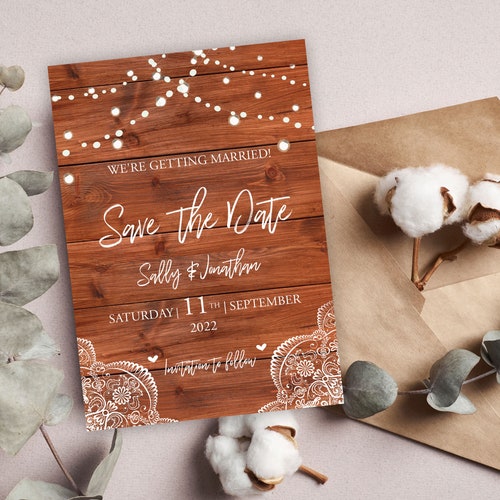 Printable OR Printed Rustic Save the Date Cards Wood and - Etsy