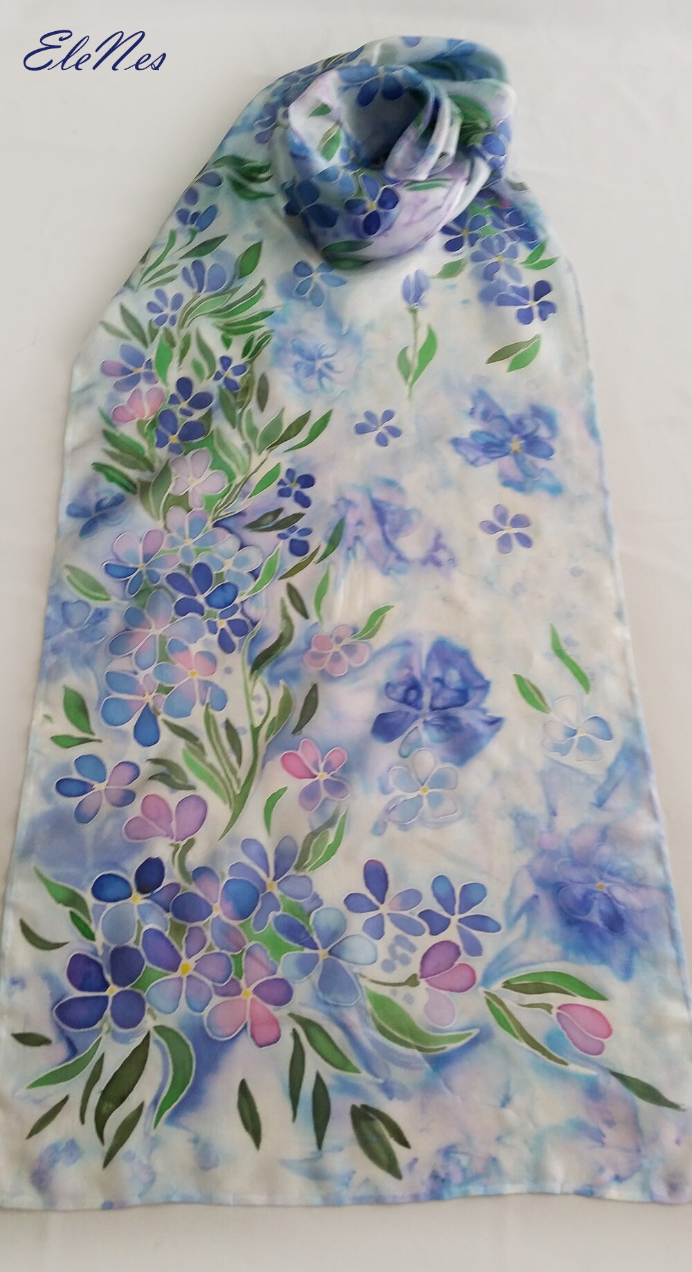 Hand Painted Silk Scarf With Wildflowers Handpainted Silk - Etsy