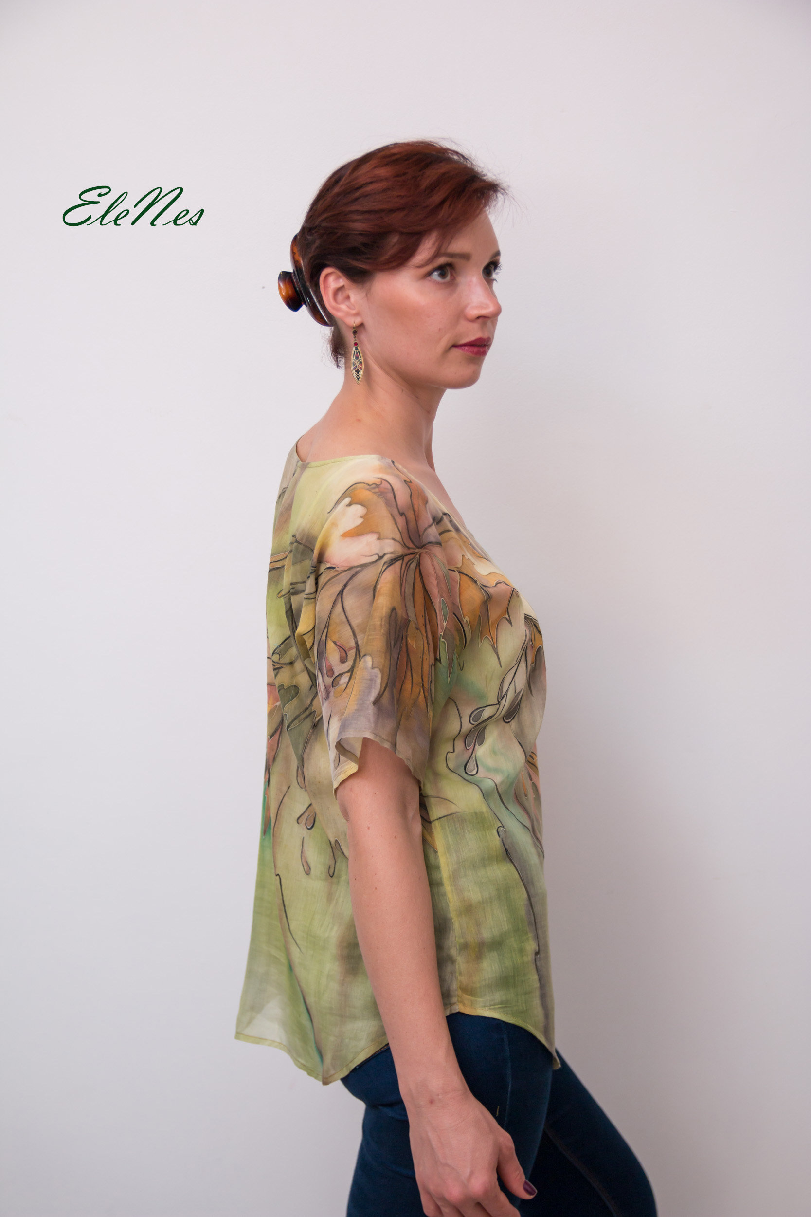 Hand Painted Summer Blouse With a Pattern of Falling Autumn - Etsy