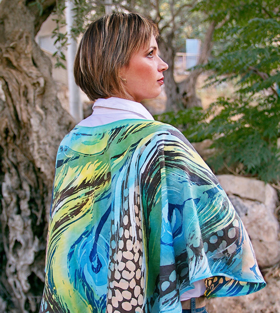 Ready for Shipping, Hand Painted Scarf Unusual Shape; Large Handpainted ...