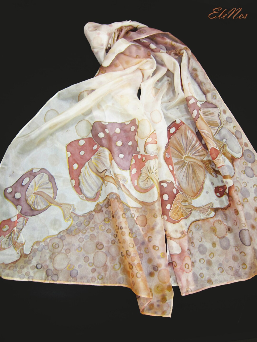 Hand Painted Silk Scarf With Autumn Forest Design, Handpainted Silk ...