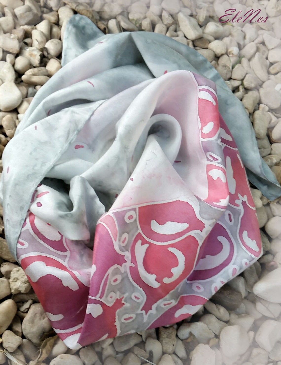 Scarf Map of Israel With Pink Pomegranates, Handpainted Silk Scarf With ...