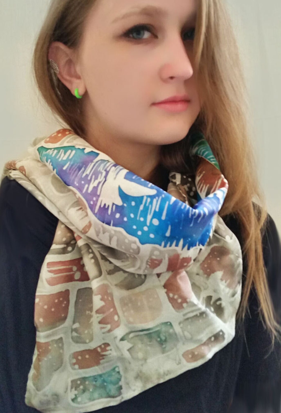 For Order; Scarf Map of Israel With Israeli Landscape, Handpainted Silk ...
