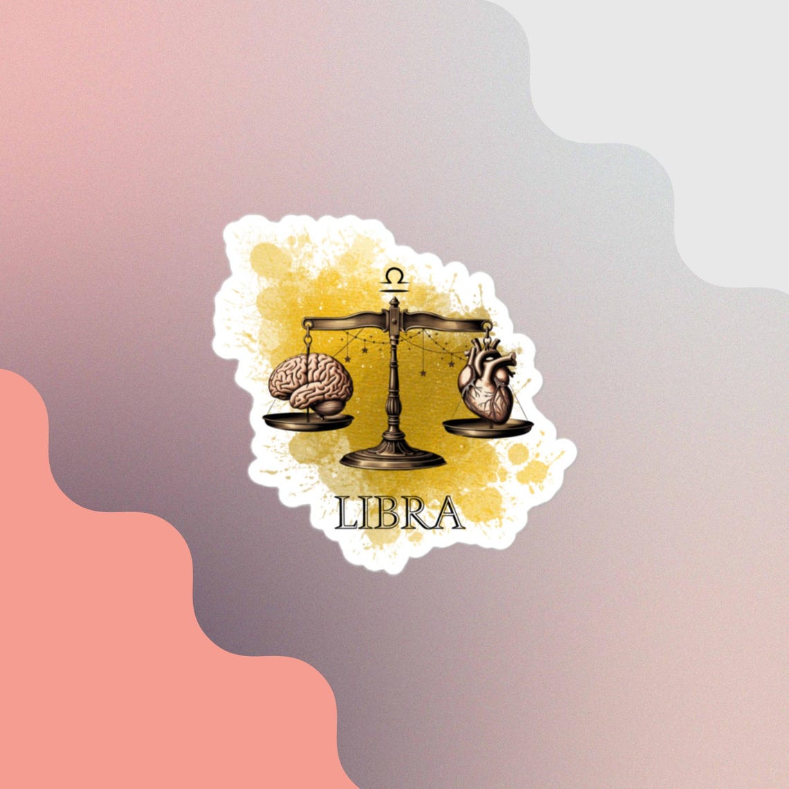 Libra Zodiac Astrology Sticker - Celestial Moon and Stars Design for ...