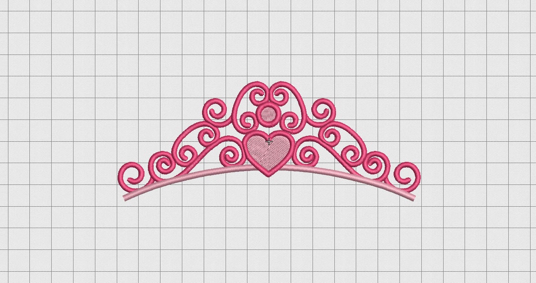 Tiara With Heart Princess Crown Fill Stitch Embroidery Design in 3x3 ...
