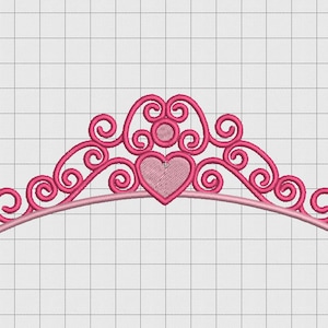 Tiara With Heart Princess Crown Fill Stitch Embroidery Design in 3x3 ...