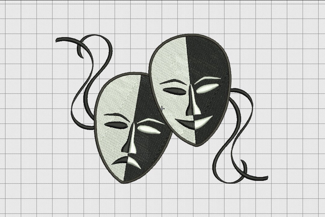 Theatre Mask Embroidery Design in 4x4 and 5x7 Sizes - Etsy