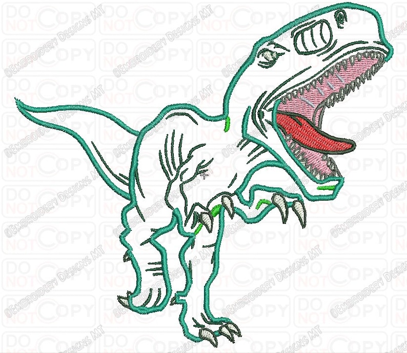 T-rex Attacking and Running Applique Embroidery Design in 4x4 - Etsy