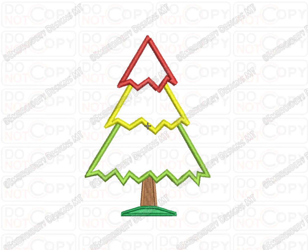 Christmas Tree 3 Layer Applique Embroidery Design in 3x3 4x4 and 5x5 ...