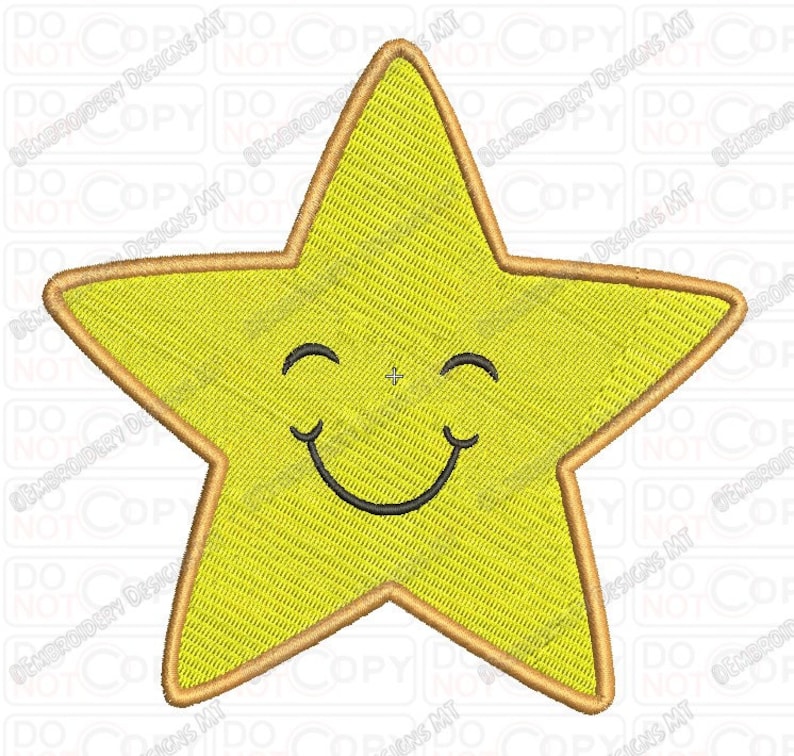 Smiling Star Embroidery Design in 1x1 2x2 3x3 4x4 and 5x7 Sizes - Etsy