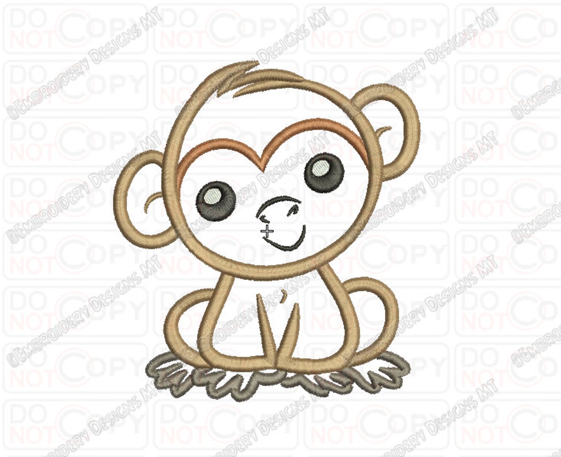 Baby Monkey Cute Applique Embroidery Design in 3x3 4x4 and 5x7 - Etsy