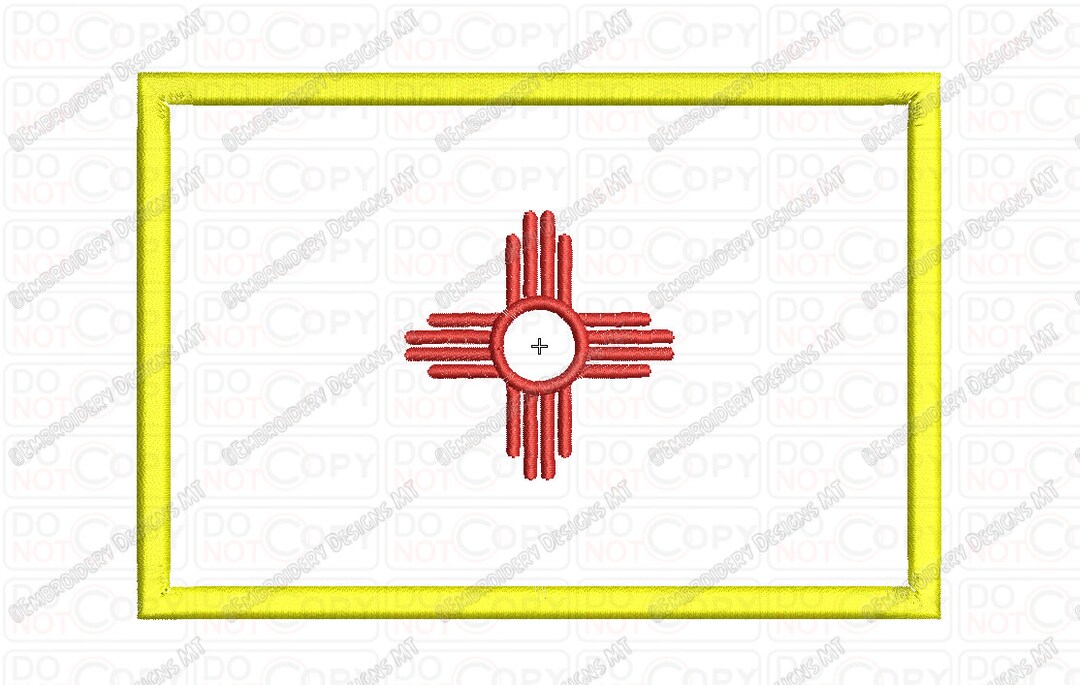 New Mexico NM State Flag Applique Embroidery Design in 4x4 and 5x7 ...