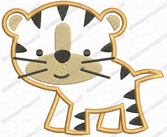 Playful Tiger Applique Embroidery Design in 4x4 and 5x7 Sizes | Etsy