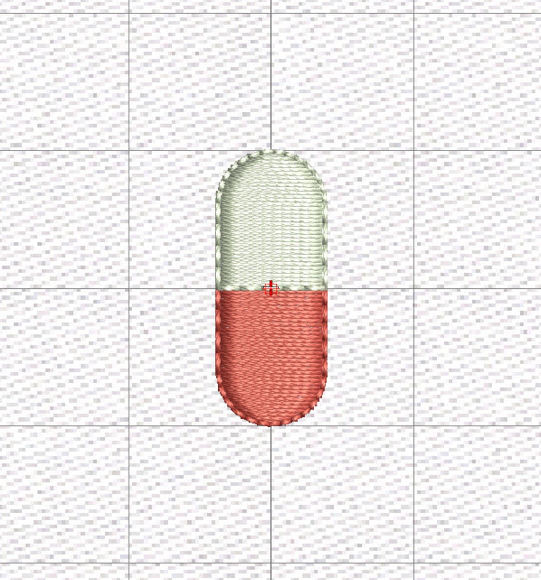 Pill Capsule Fill Stitch Embroidery Design File in Sizes .5", 1", 2x2 ...