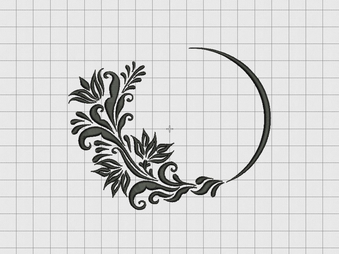 Floral Crescent Name Border Frame Embroidery Design in 4x4 5x5 and 6x6 ...