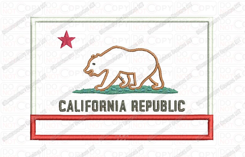 California State Flag Applique Embroidery Design in 4x4 and - Etsy
